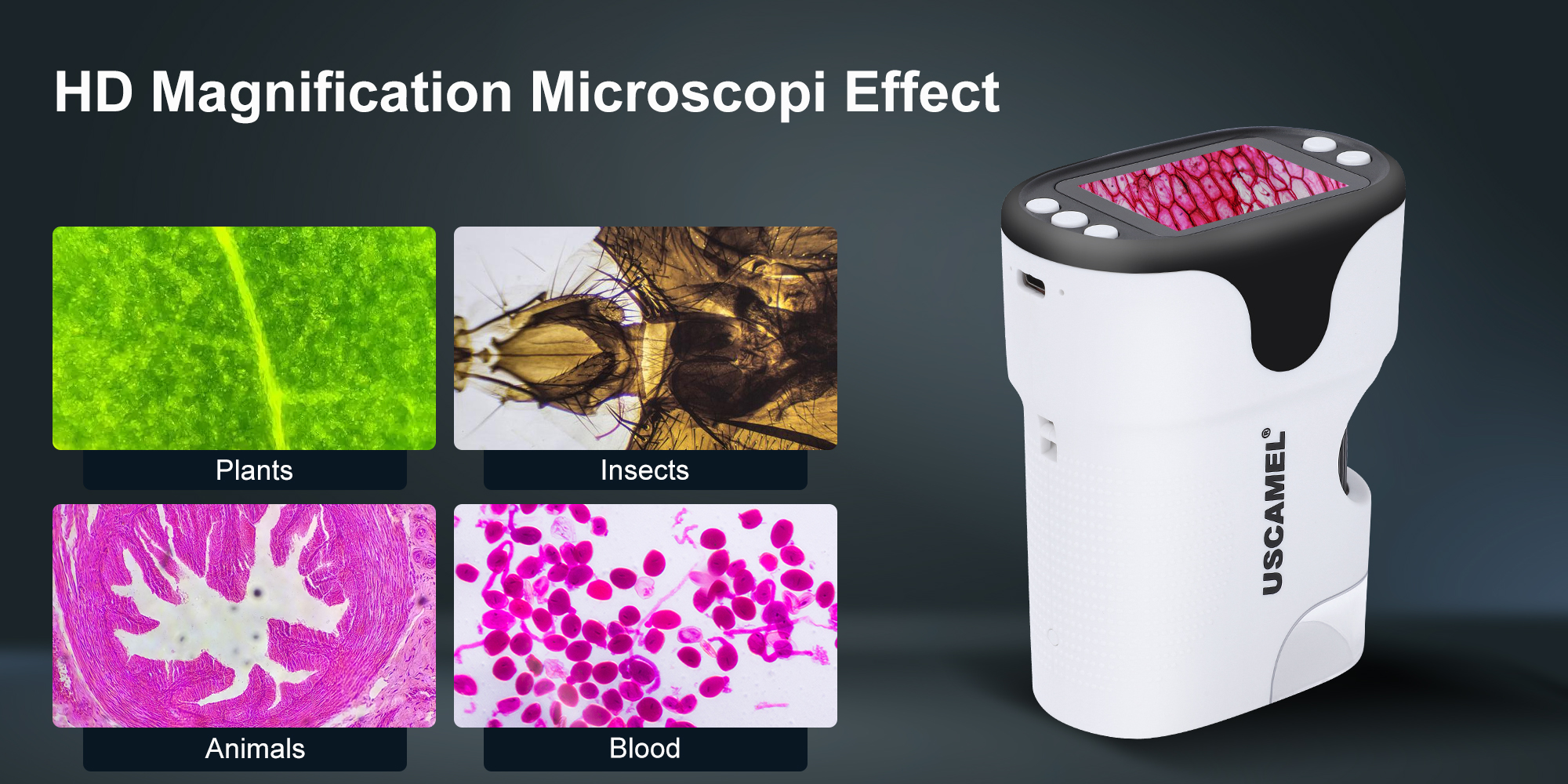 USCAMEL 200x-1000x Digital Microscope Portable Pocket Screen Microscope ...