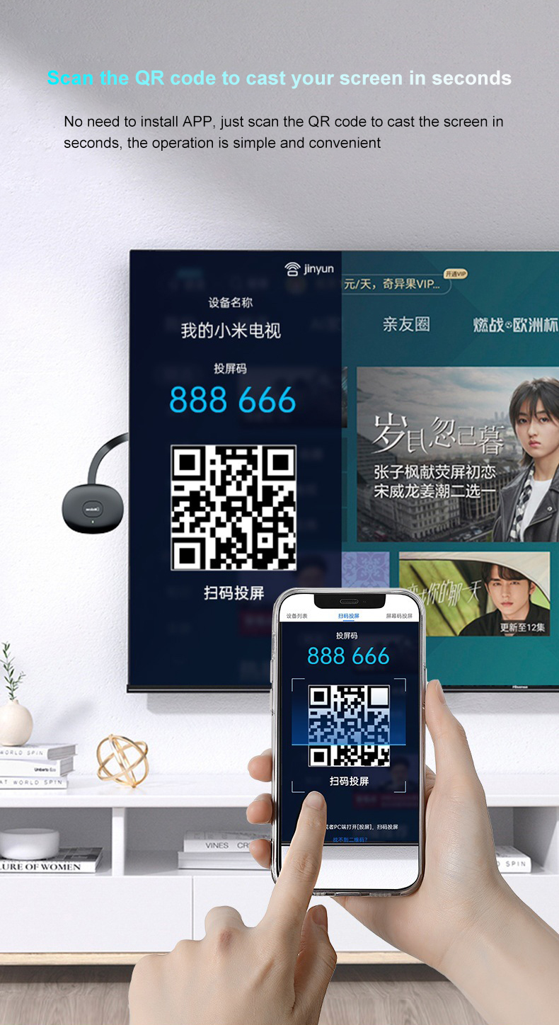 4K Ultra HD Wireless HDMI Dongle Display Receiver 1080P Mobile Wireless ...