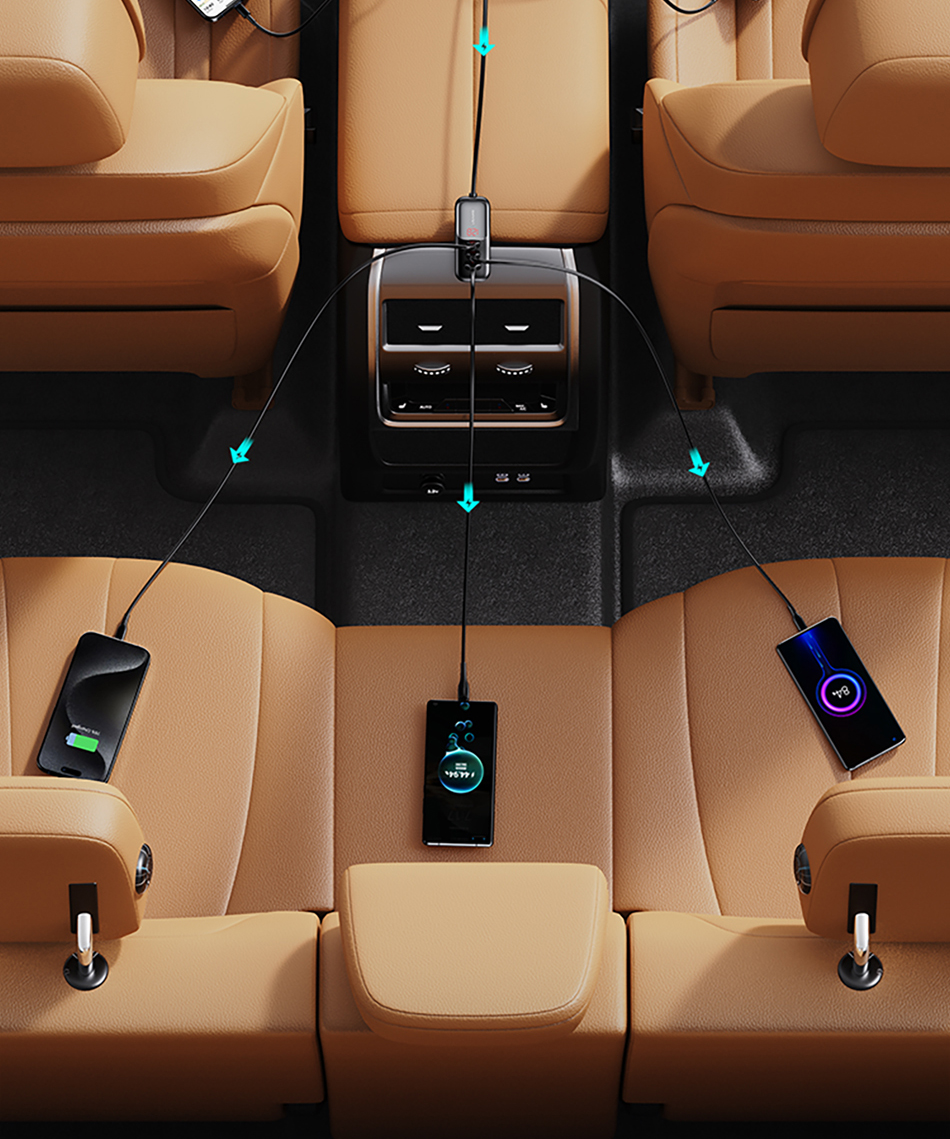 USAMS C40 165W 2C+3U 5 Ports Digital Display Car Charger Quick Charger ...
