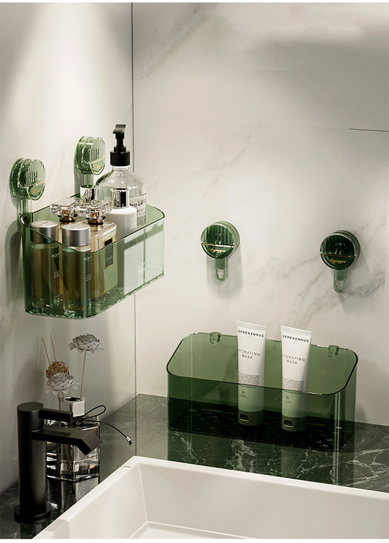 Light Luxury and Transparent Bathroom Storage Rack Without Punching ...