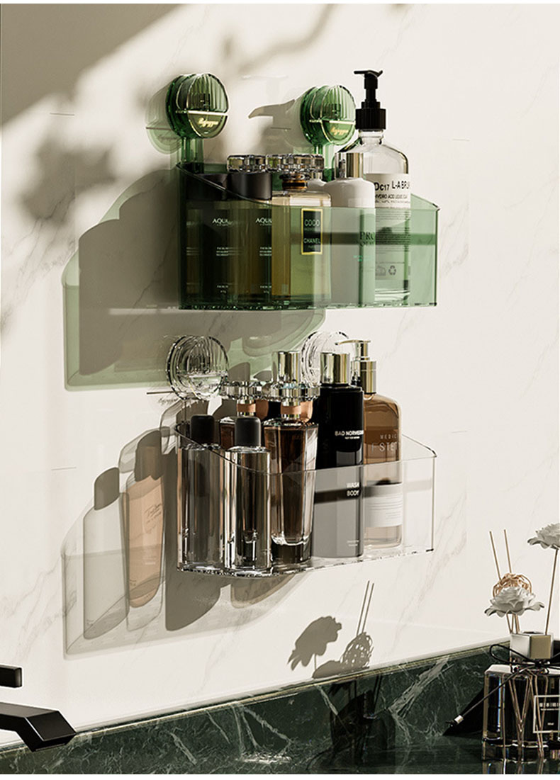 Light Luxury and Transparent Bathroom Storage Rack Without Punching ...