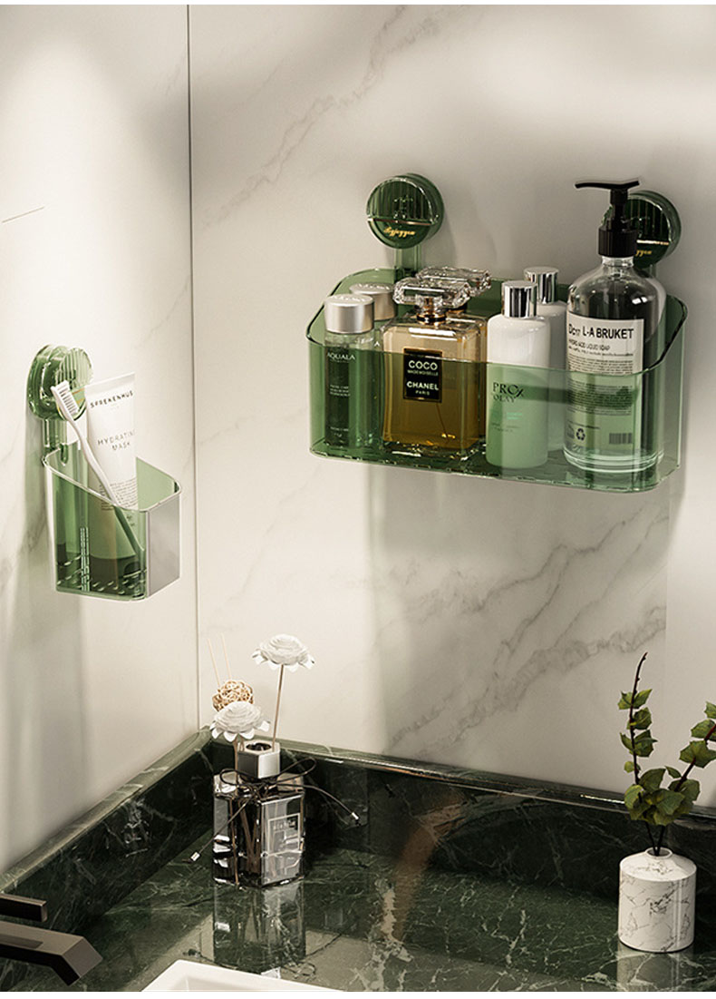 Light Luxury and Transparent Bathroom Storage Rack Without Punching ...