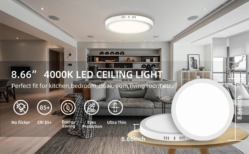 CANMEIJIA Ceiling Surface Mounted LED Panel Light Square Round Lamp 10w ...