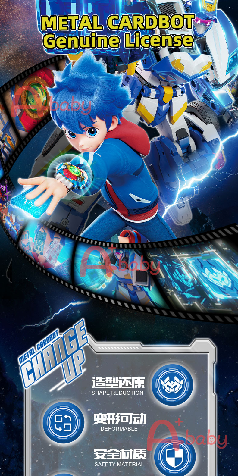 METAL CARDBOT Original Transforming Robot Action Figure（Blue Cop/Shadow ...