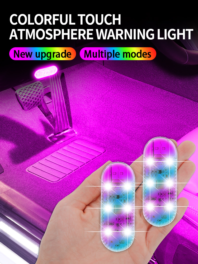 6LED Car Touch Lights Rechargeable Auto Interior Dome Light Roof ...