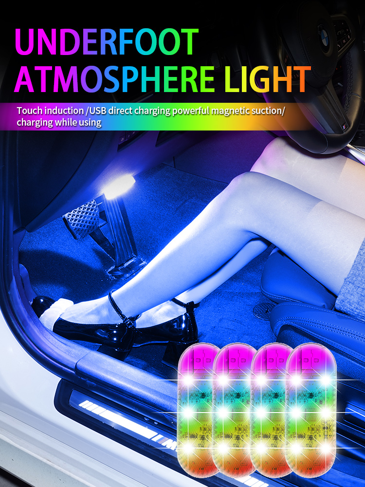6LED Car Touch Lights Rechargeable Auto Interior Dome Light Roof ...