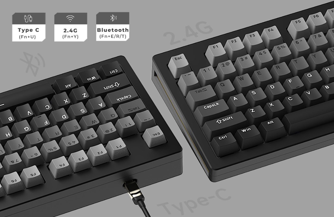 MonsGeek M3W RGB Hot-swappable Wireless Mechanical Keyboard, South ...