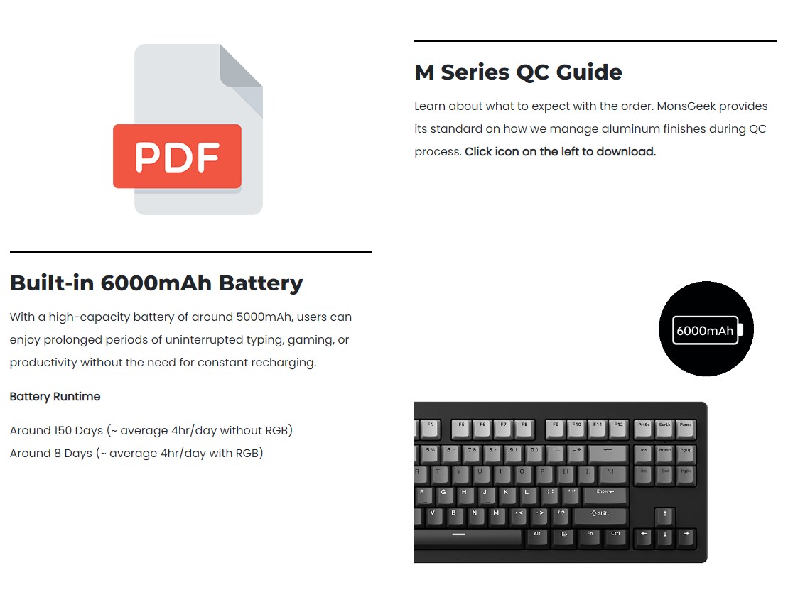 MonsGeek M3W RGB Hot-swappable Wireless Mechanical Keyboard, South ...