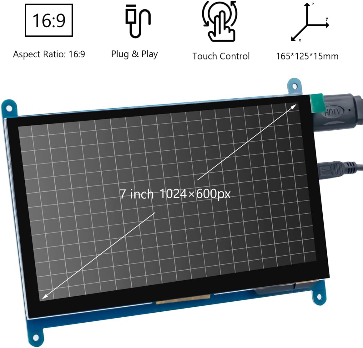 7 Inch IPS LCD Touch Screen Display 1024×600 Capacitive Screen HDMI ...