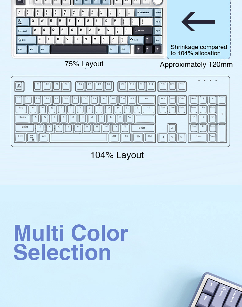 AULA F75 Mechanical Keyboard 75% 80 Key RGB Tri-Mode Wired Bluetooth 2 ...