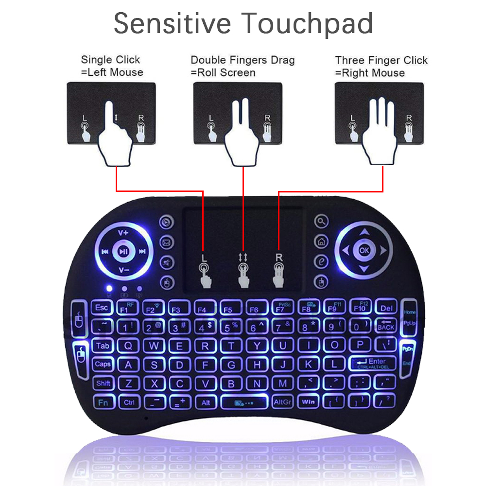 I8 Mini 2.4G Wireless Keyboard Backlit English Air Mouse Remote ...