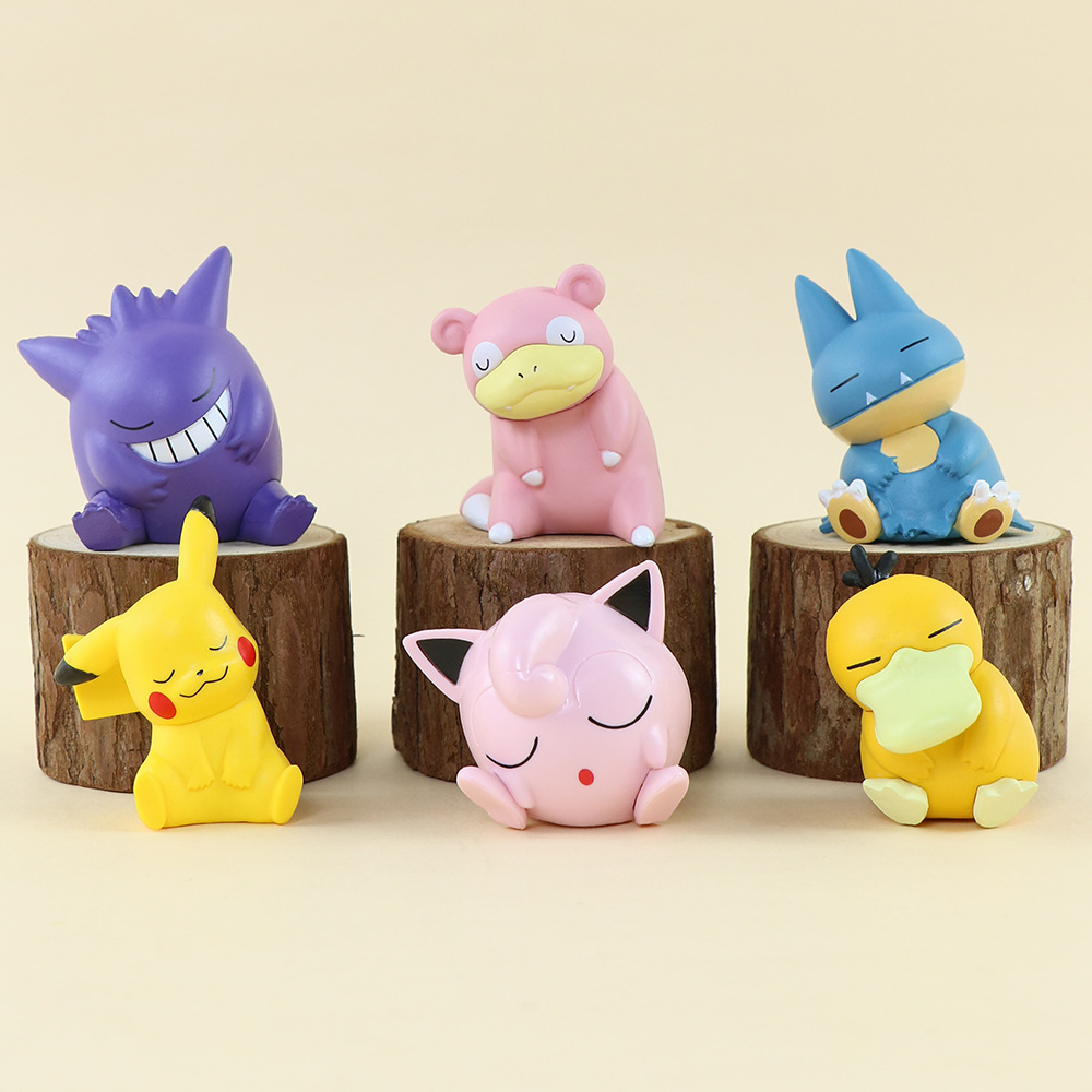 6Pcs/Set 4-5cm Anime Pokemon Figure Pikachu Gengar Slowpoke Psyduck ...