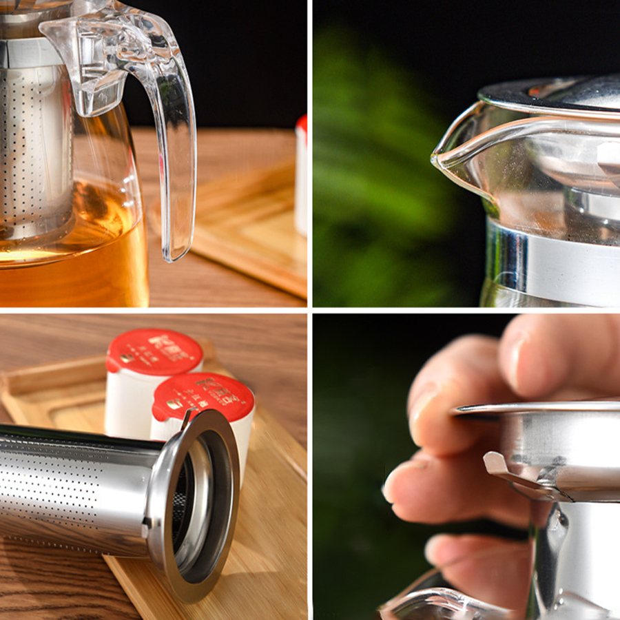 Glass glass kettle 350 ml heat resistant glass tea jug coffee flower ...