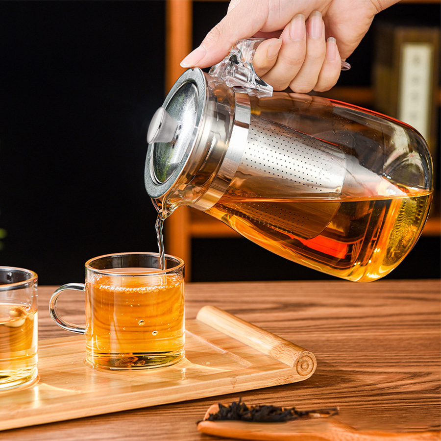 Glass glass kettle 350 ml heat resistant glass tea jug coffee flower ...