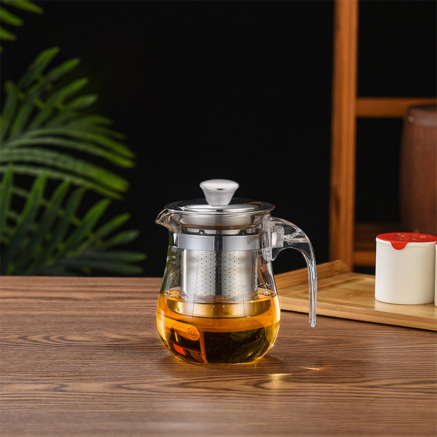 Glass glass kettle 350 ml heat resistant glass tea jug coffee flower ...