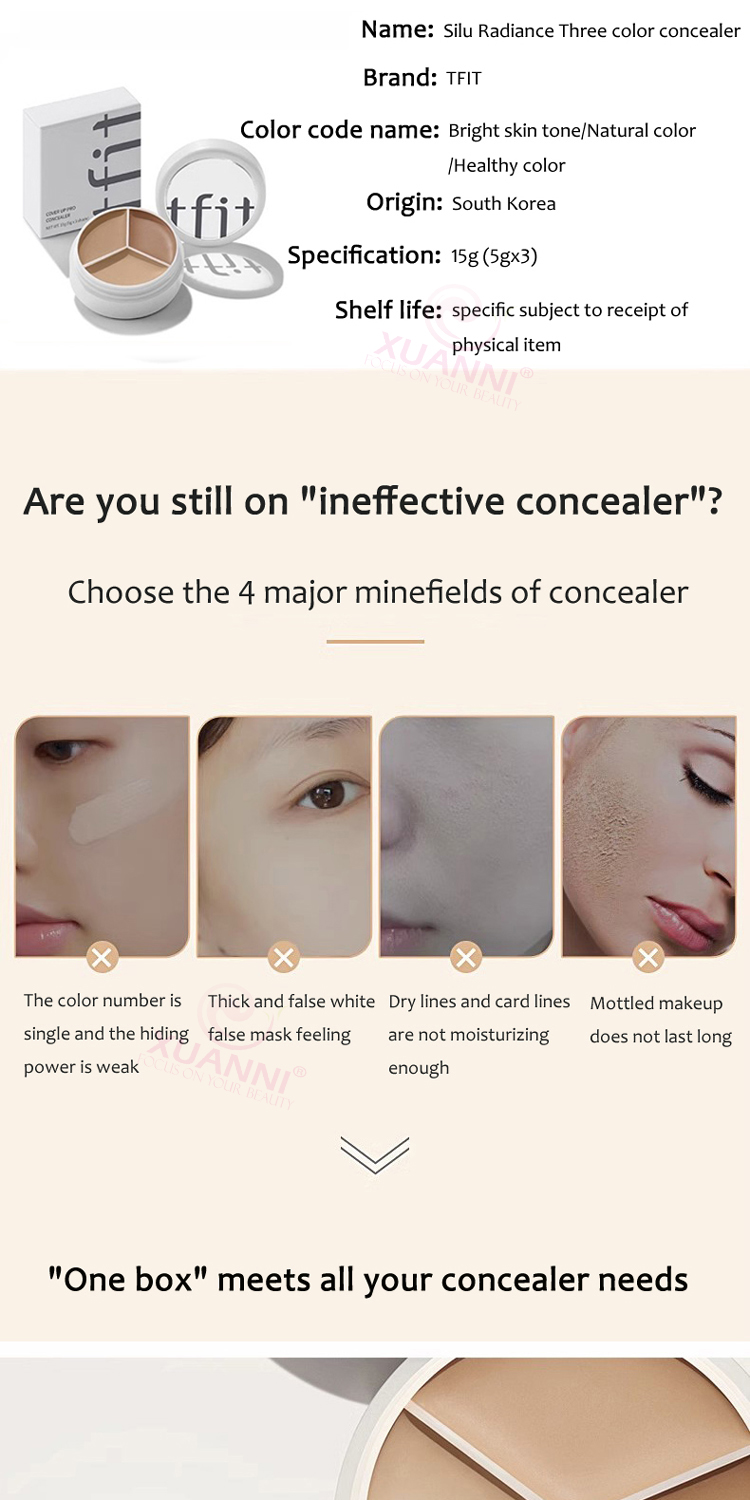 Authentic TFIT Concealer Tri-Color Concealer Cover Spots Dark Circles ...