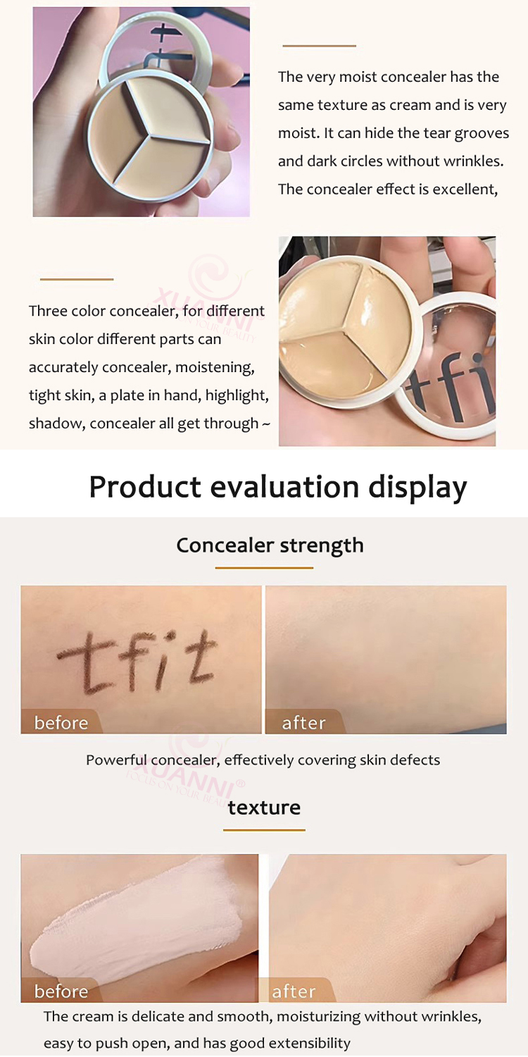 Authentic TFIT Concealer Tri-Color Concealer Cover Spots Dark Circles ...