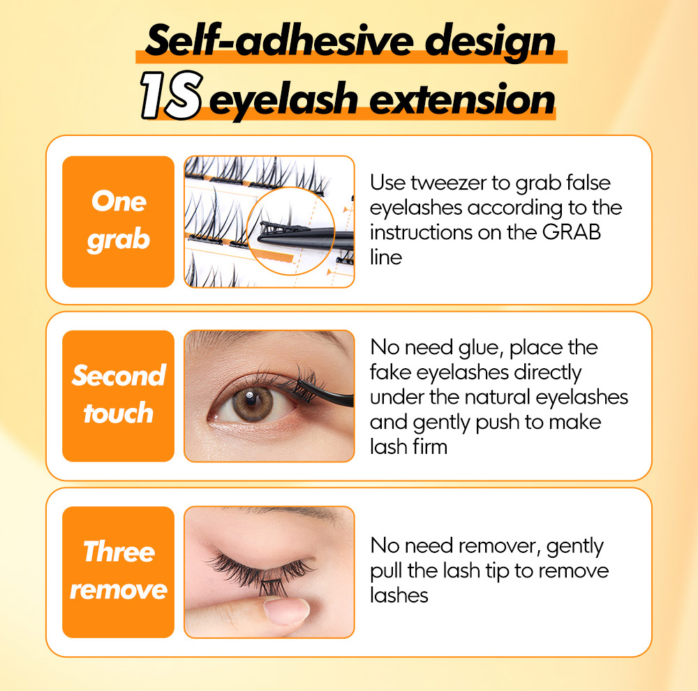 [3 Rows]GENIELASH Self-adhesive Eyelashes Clusters Eyelash Extension ...
