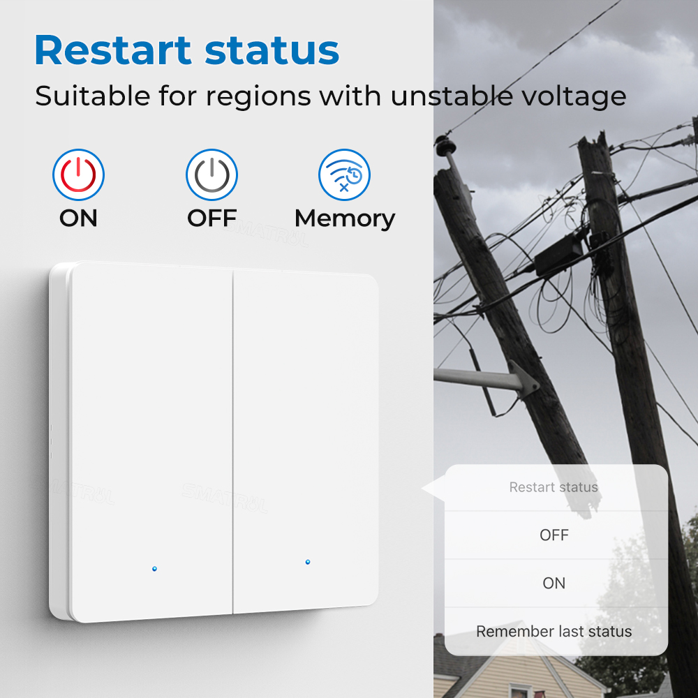 SMATRUL Smart Switch Tuya ZigBee Light Wall Switch No Neutral No ...