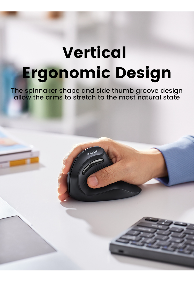 Ugreen Vertical Ergonomic 4000DPI Wireless Silent Click Mouse ...