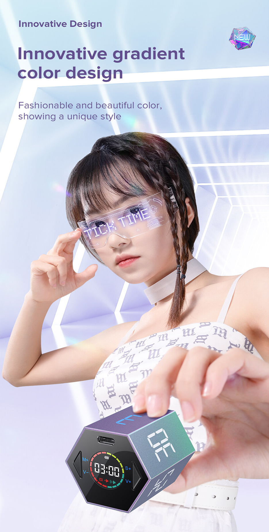 llano Ticktime Kitchen Timer LED Digital Clock with Magnetic Countdown Timer Multi-Function ...