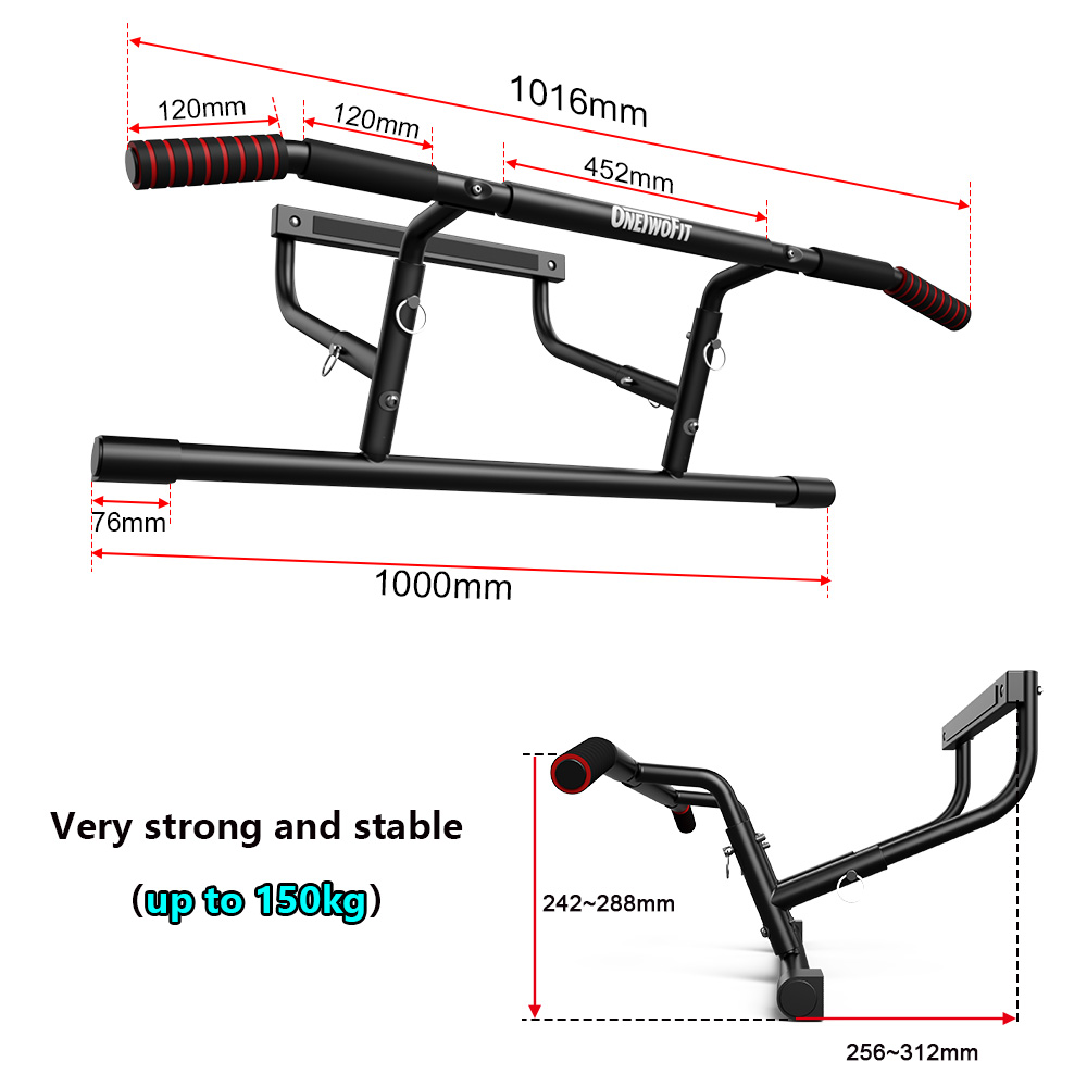 OneTwoFit Pull Up Bar No Screws Clamp Doorway Multi Home Gym Chin Up ...