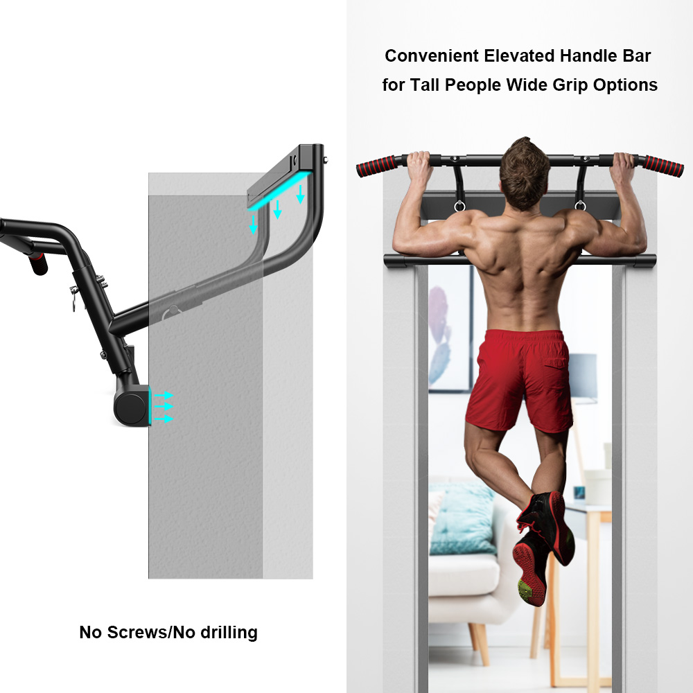 OneTwoFit Pull Up Bar No Screws Clamp Doorway Multi Home Gym Chin Up ...