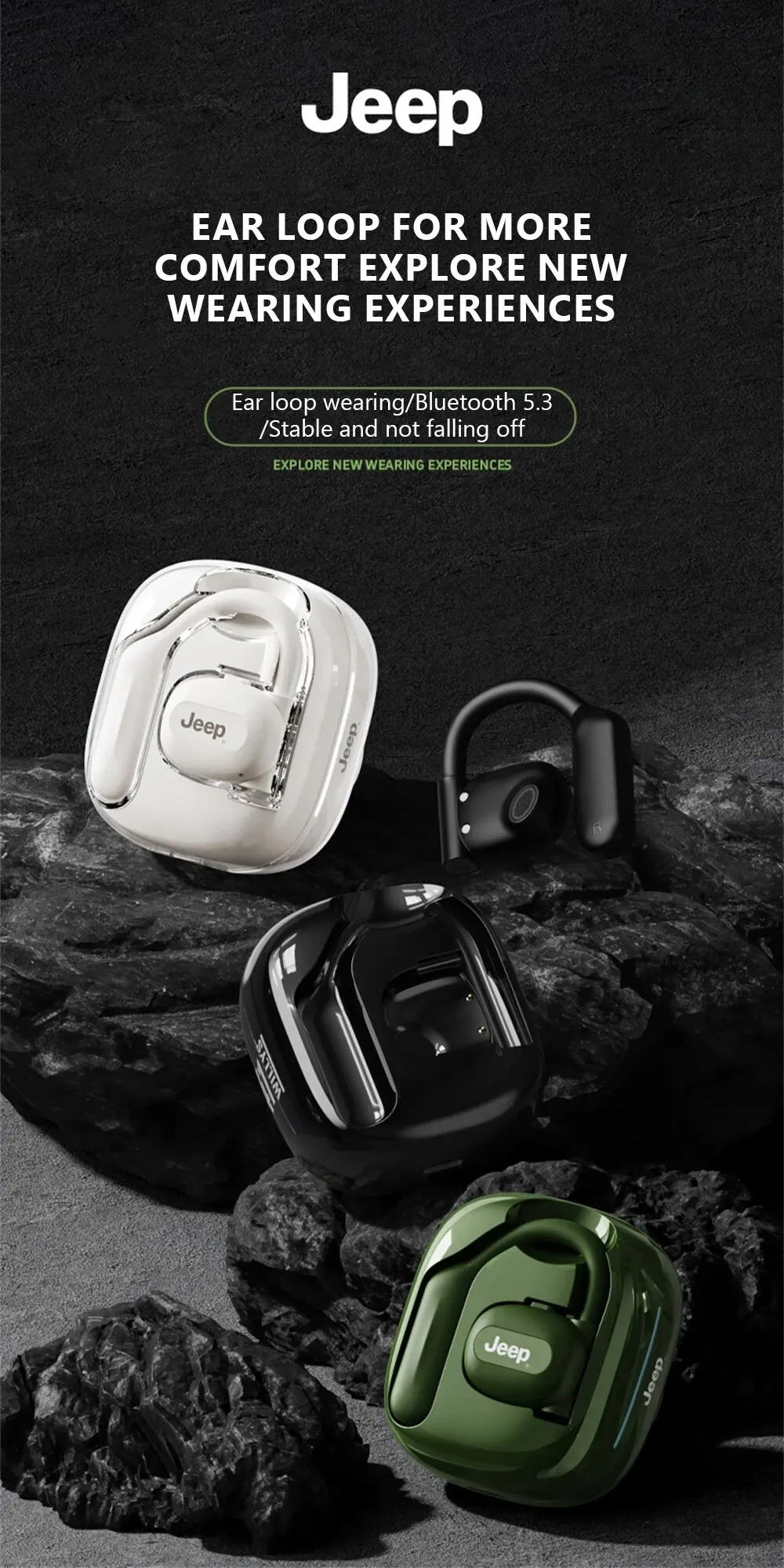 Jeep JP-EC009 OWS Bluetooth Earphone Open Earhook Sport Wireless ...