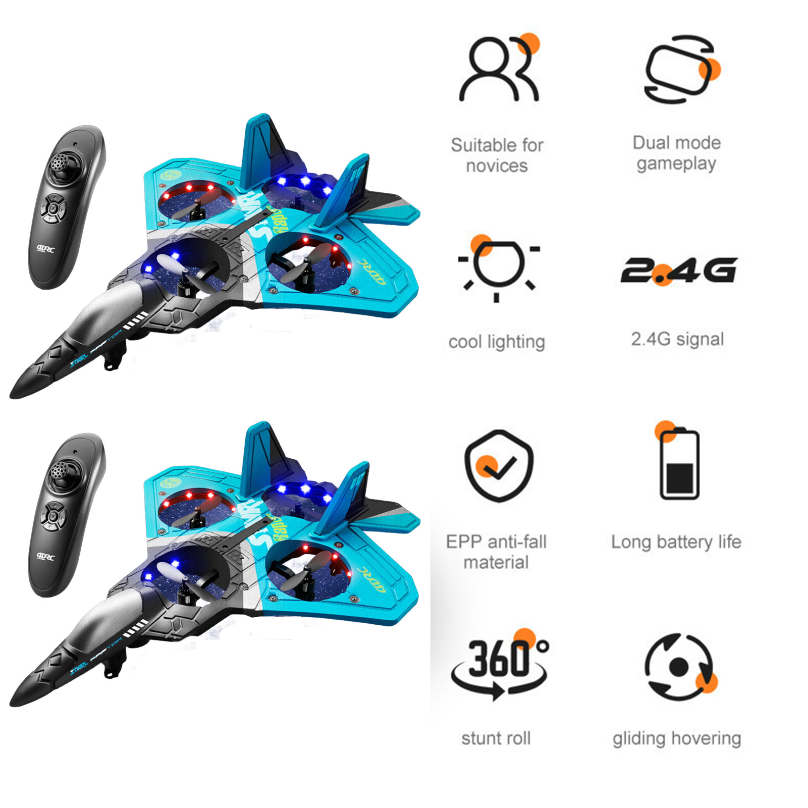 2023 New Upgrade V17 Jet Fighter Stunt RC Airplane, USB Rechargeable RC ...