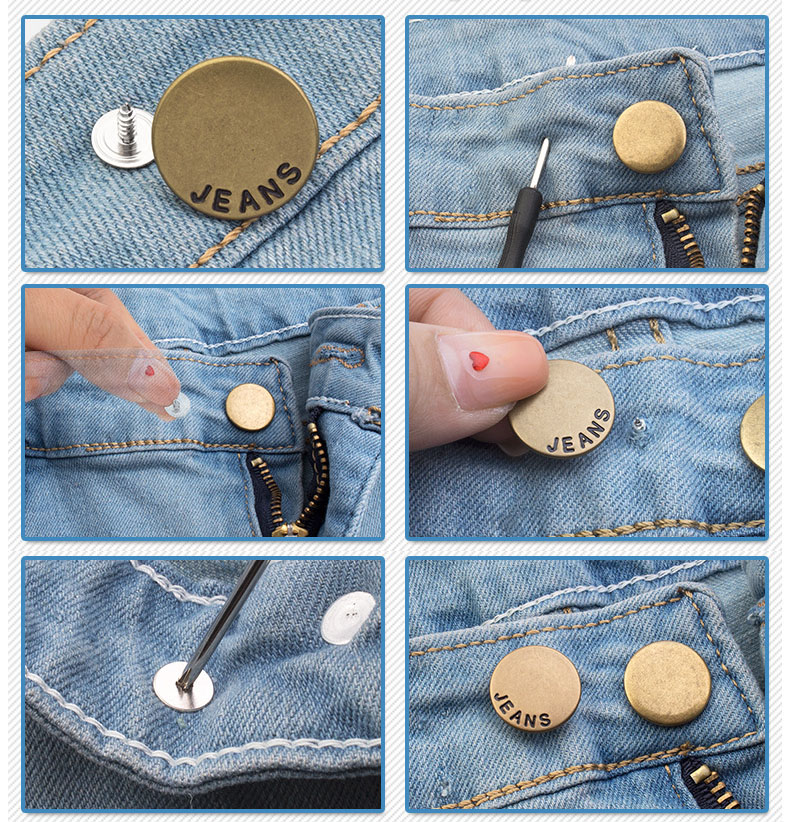Jeans Narrow Waist Handy Tool Button Nail-Free Detachable Waist ...