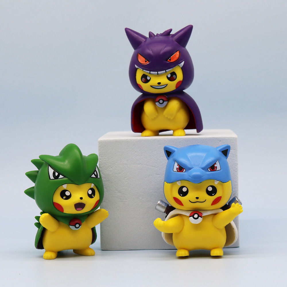 6Pcs/Set 8cm Anime Pokemon Figure Pikachu Gengar Blastoise Charizard ...