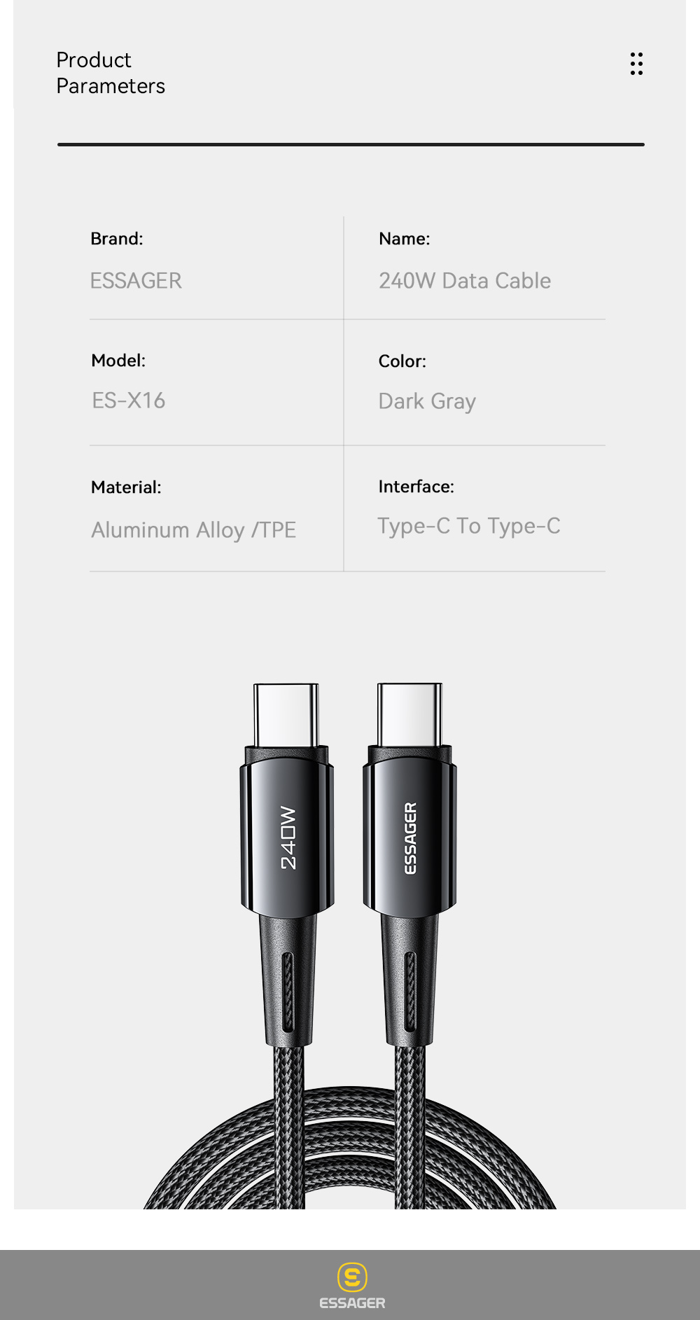 Essager 240W Super Fast Charge Type-C Cable | Shopee Singapore