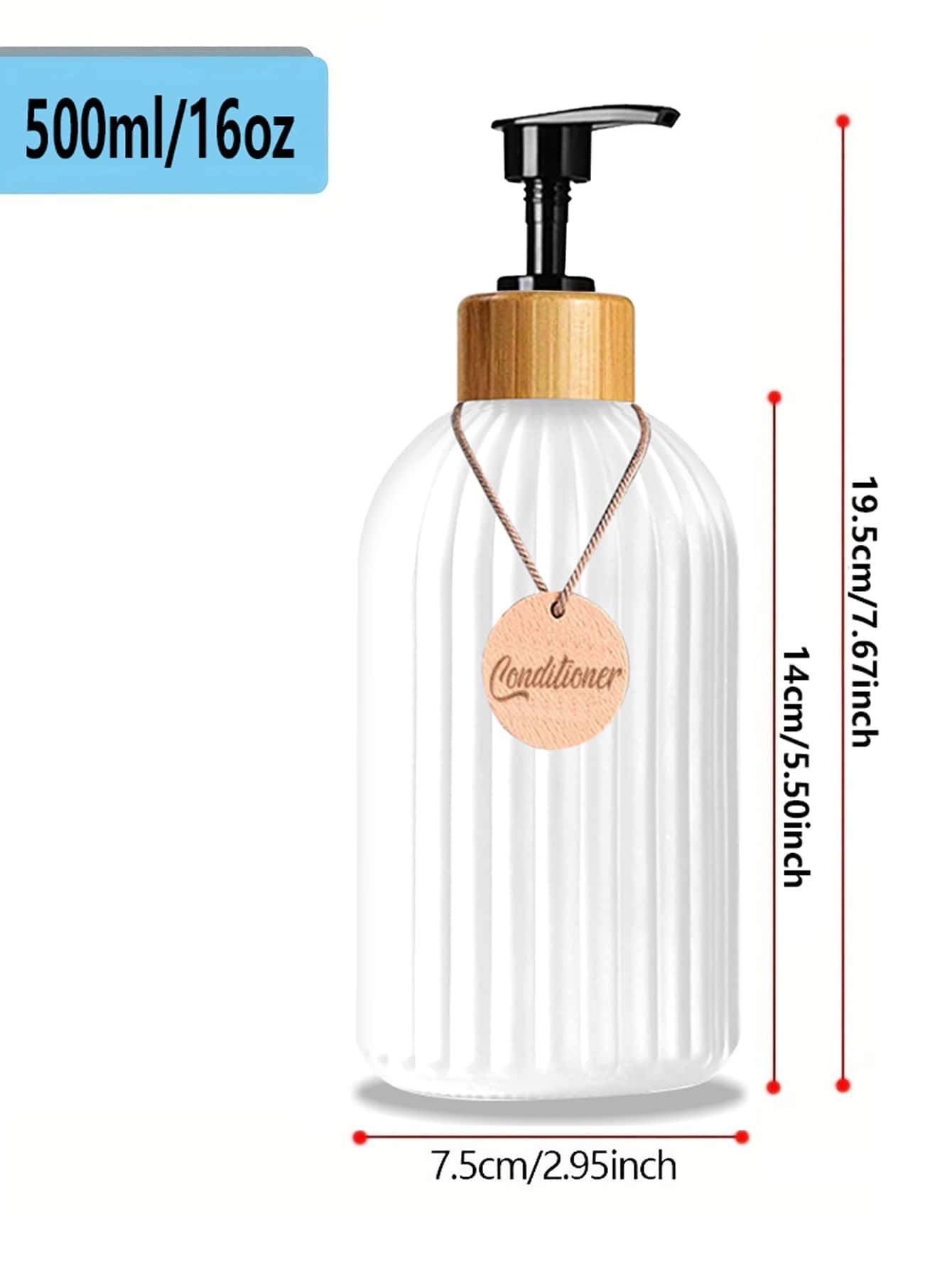 Three 500ML Striped Bottles for Shampoo, Body Wash, and Conditioner ...