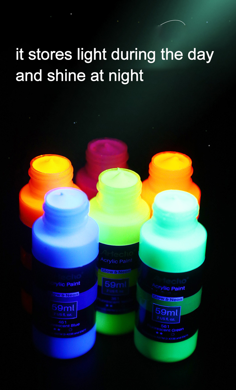 Acrylic Glow in The Dark Paint 59ml Art Painting DIY Halloween and ...