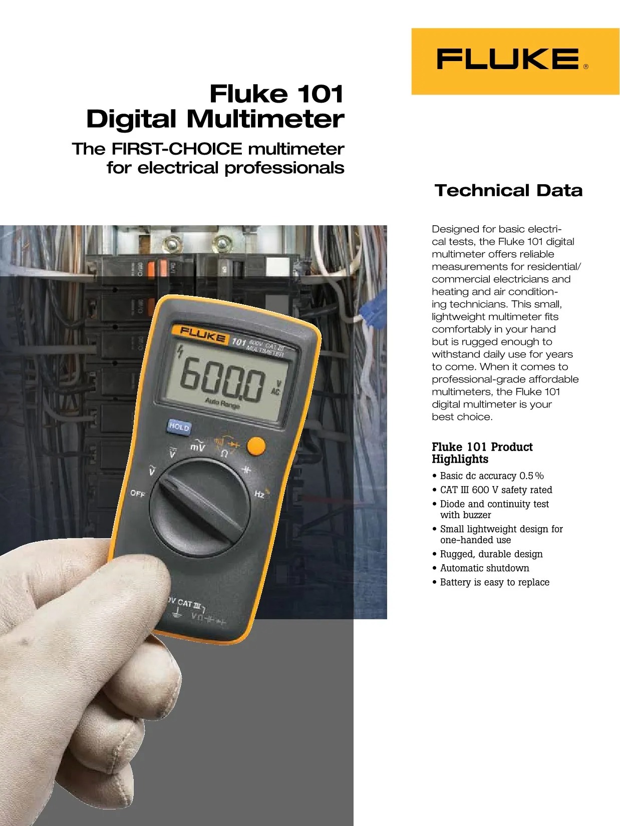 Fluke 101 Digital Multimeter Tester6000 count Professional Digital ...