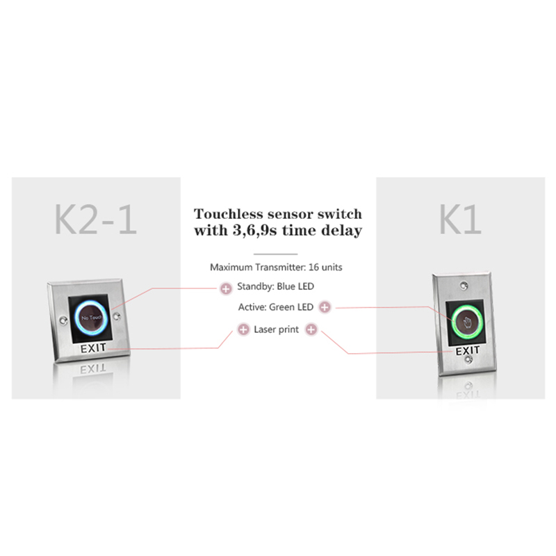 12V DC Metal no touch IR 433 wireless remote control button push door ...