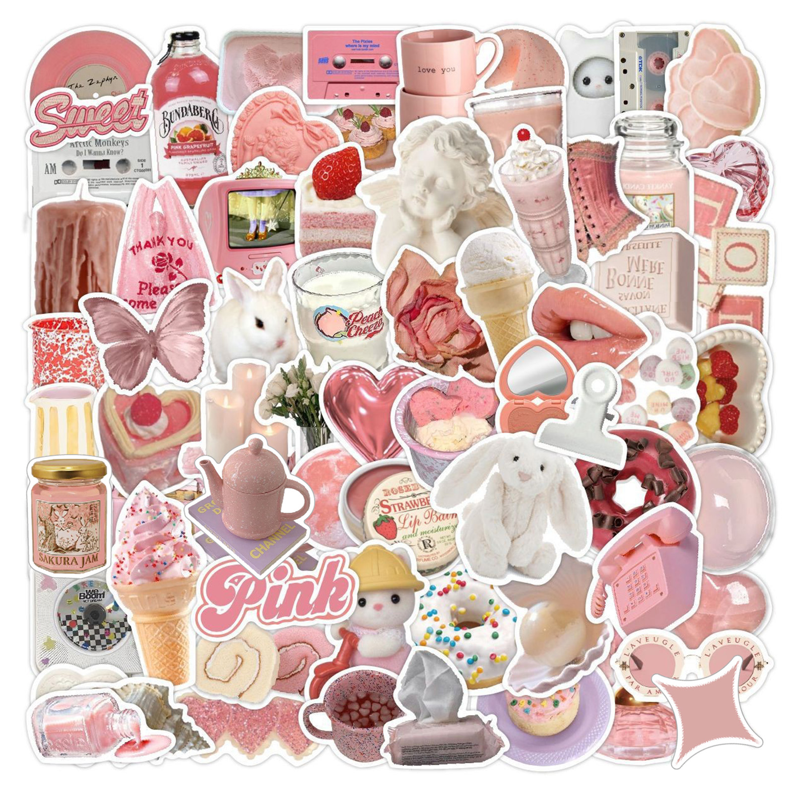 70 pcs Unique Creative Pink Doodle Stickers | Shopee Singapore