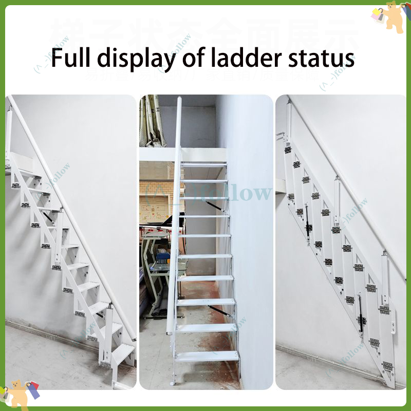 Wall folding stairs home loft garage ladder telescopic stretch loft ...