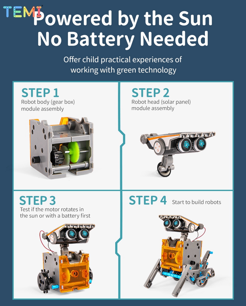 TEMI Diy Toy Robotic Kit Dc Motors Electronic Assembly For Kids Building STEM Science ...