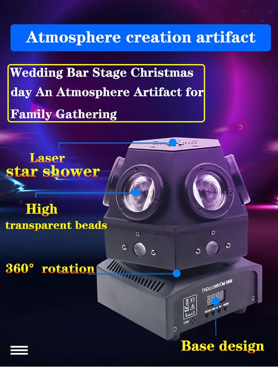4 in 1 RGB LED Moving Head Stage Light with laser DMX512 Voice ...