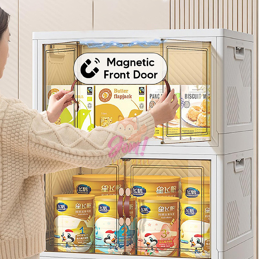 [READY STORK] Transparent storage cabinet, foldable double door storage ...