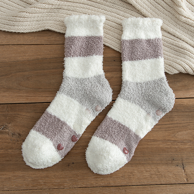 Silicone Anti-slip Coral Fleece Thickened Warm Floor Socks Winter Plush ...
