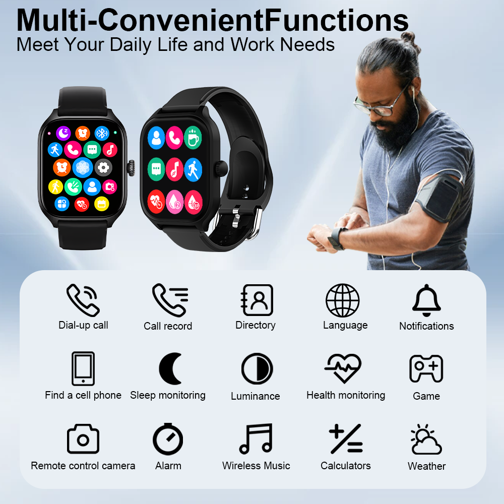 LAXASFIT New Smartwatch H9 Men Women Sports Watch 2.01” HD Touch Screen ...
