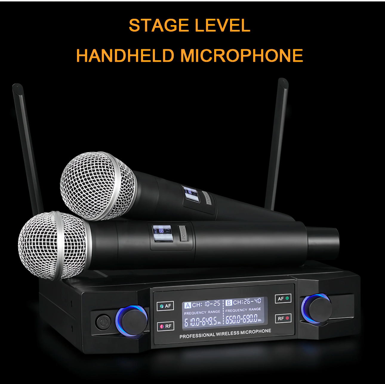 Dual Channel UHF Wireless Microphone System with Fixed Frequency for ...