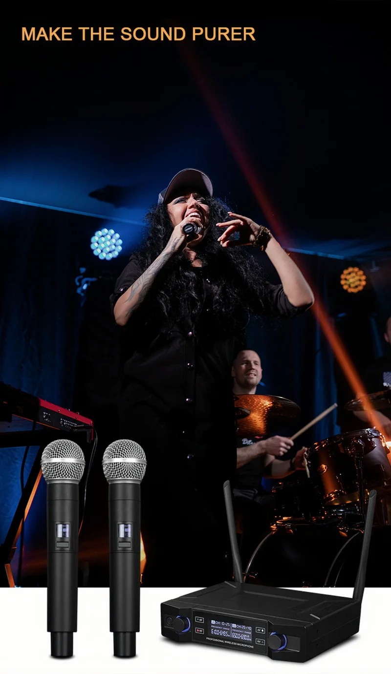 Dual Channel UHF Wireless Microphone System with Fixed Frequency for ...