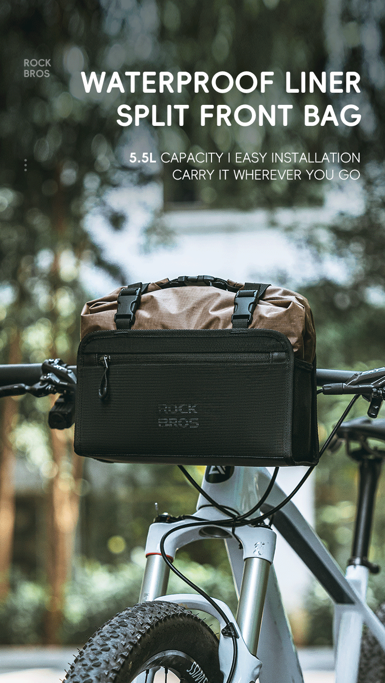 ROCKBROS Waterproof Bicycle Front Hanging Bag Folding Bike Split Front ...