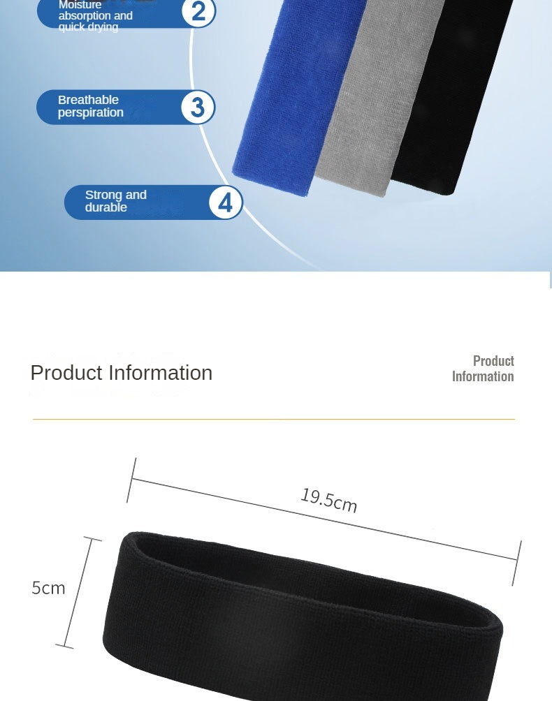 Sports Hair Band Moisture-Absorbent Wicking Headband Men Women Quick ...