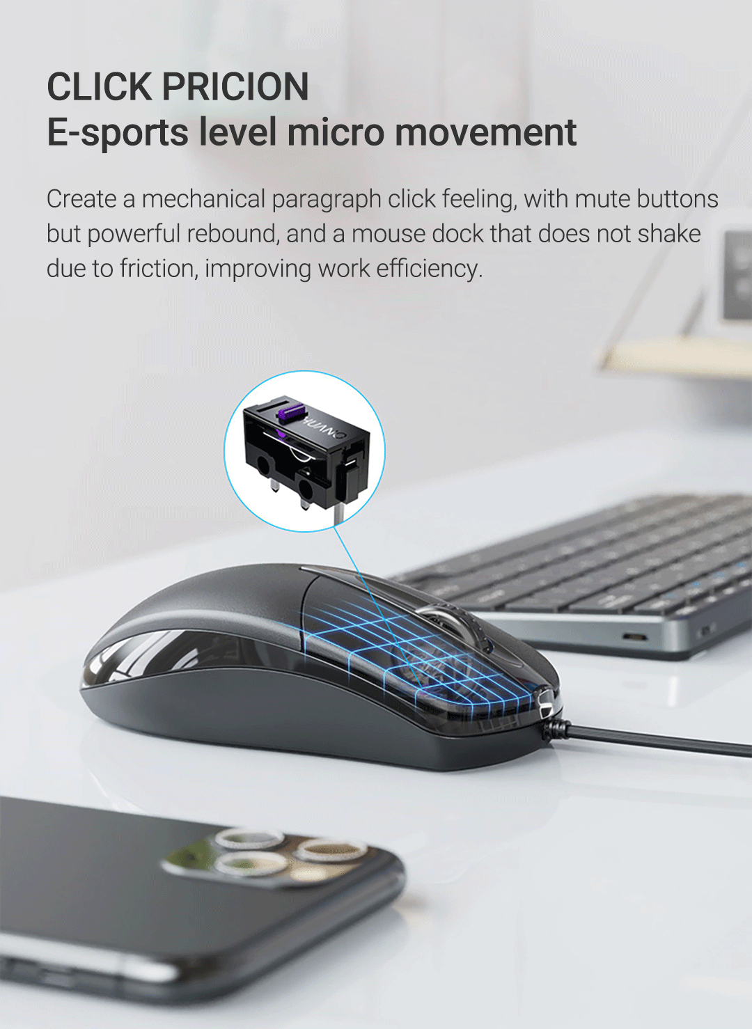 Acer Wired Mouse M119 Reduce Noise USB Interface 1000DPI Mute Design E-Sports Game Mouse ...