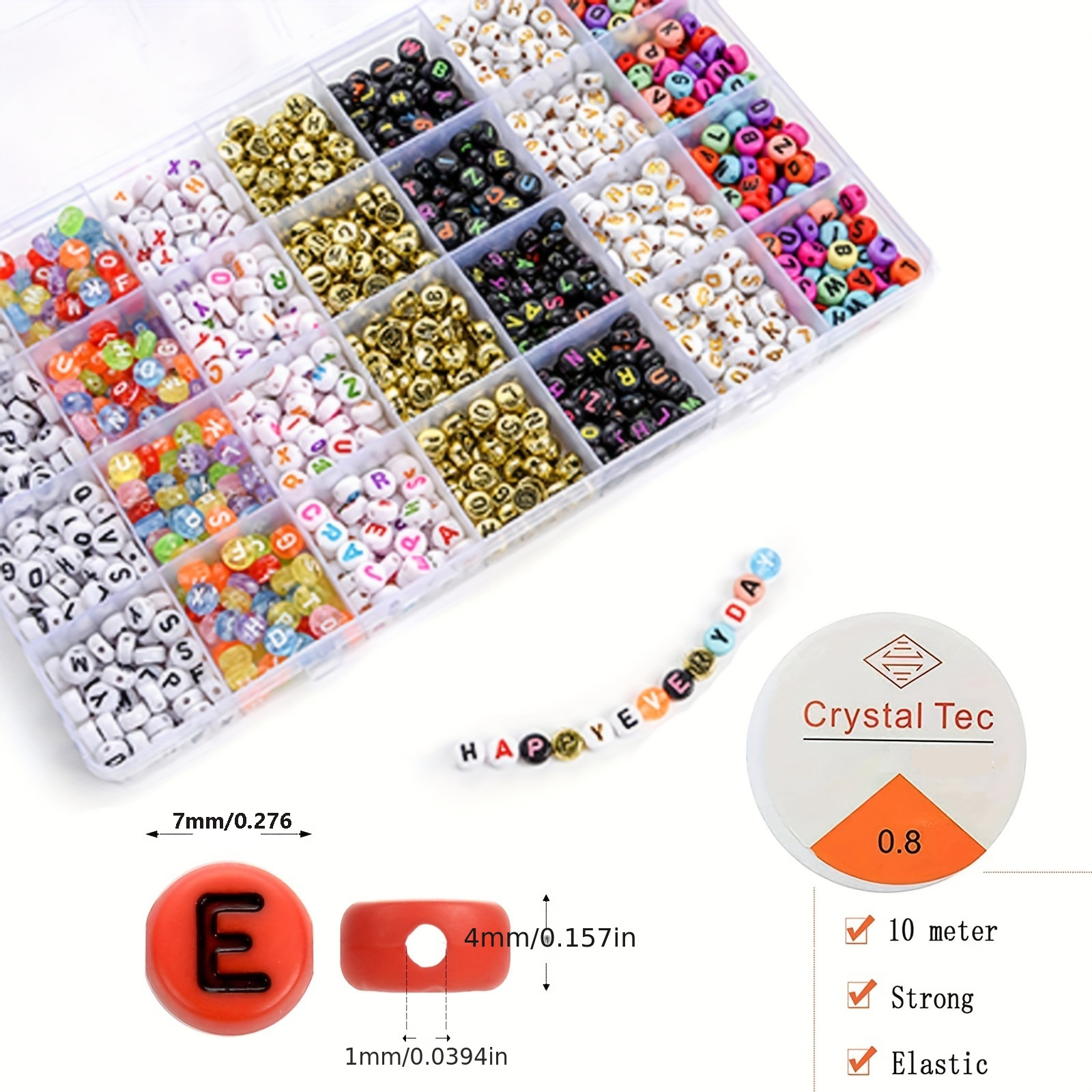 28 Grids 7 Colors Mixed Letter Beads Beaded Bracelet Making Kit Acrylic ...