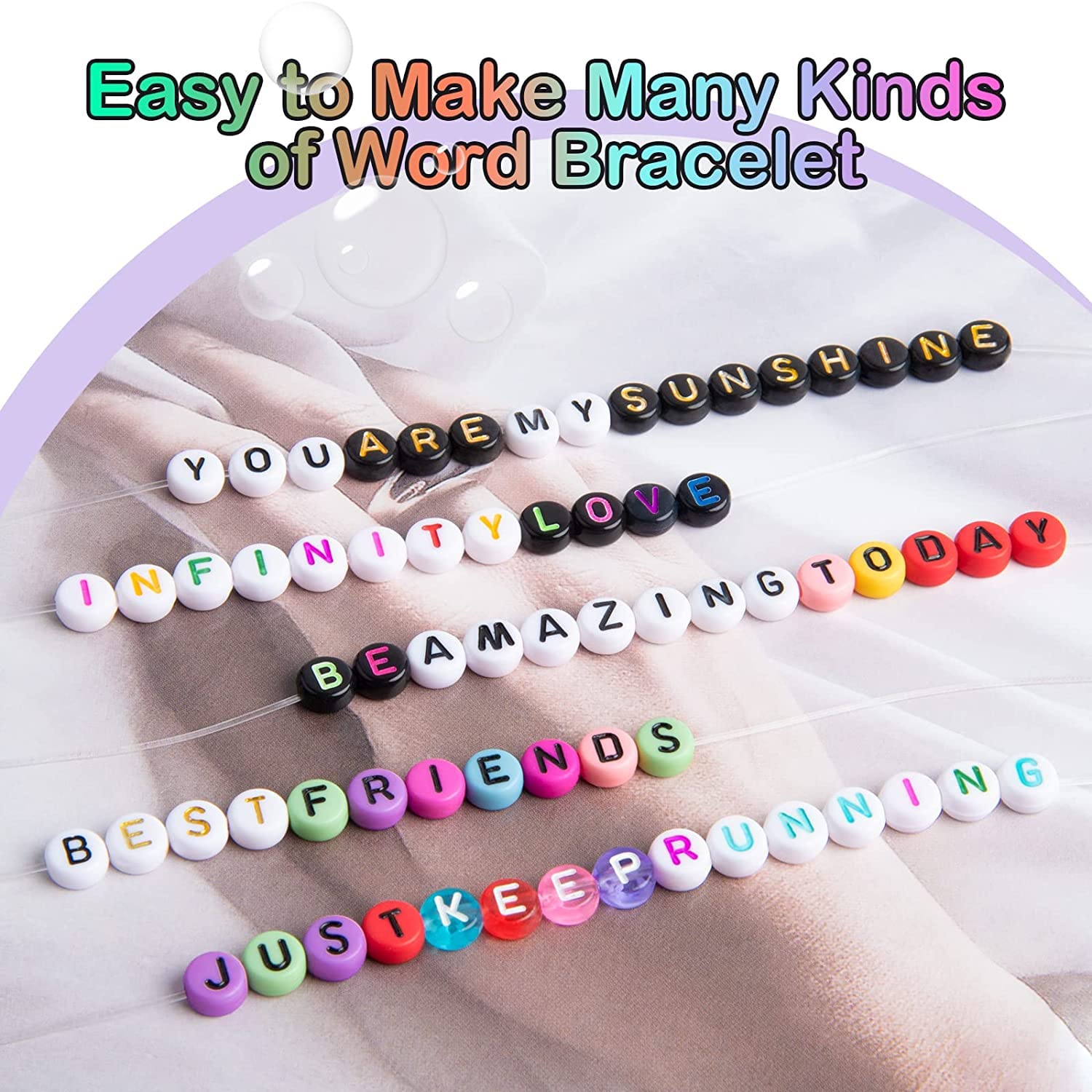 28 Grids 7 Colors Mixed Letter Beads Beaded Bracelet Making Kit Acrylic ...